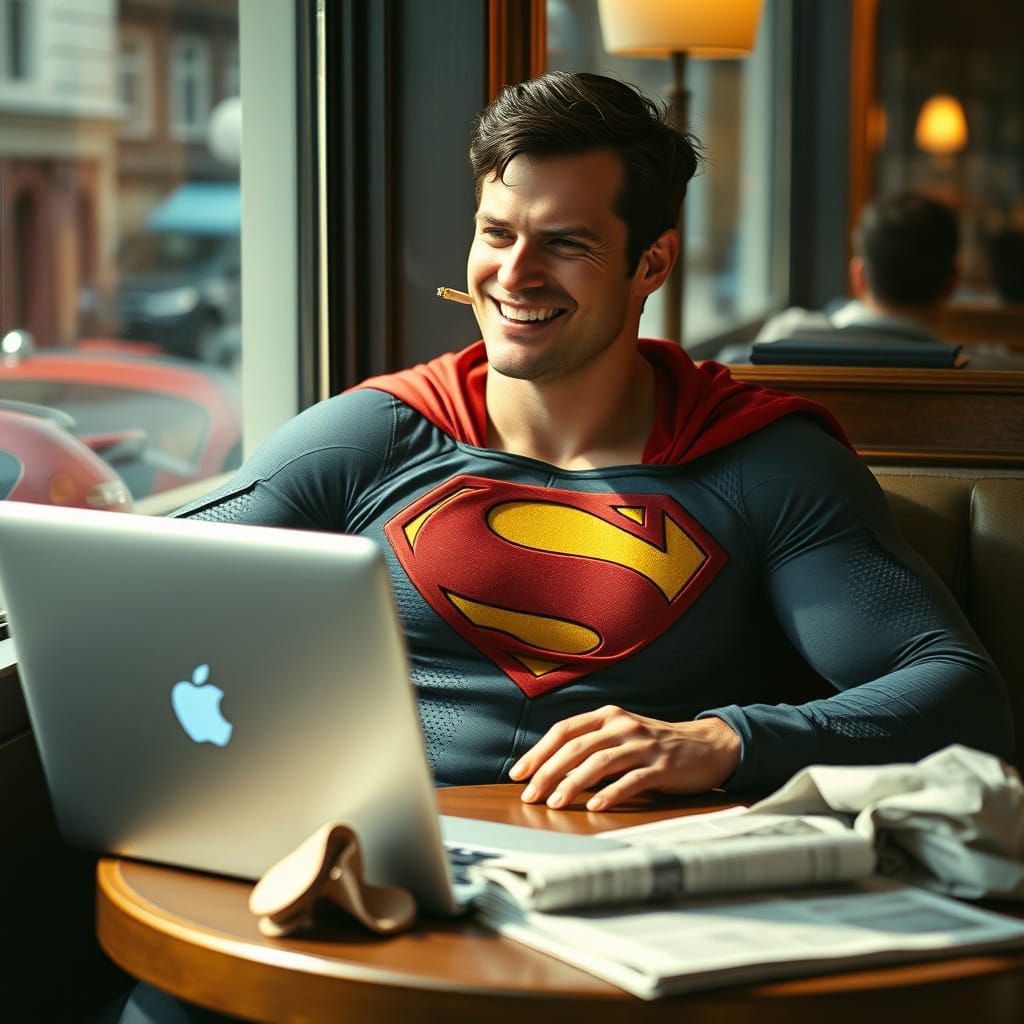 Even Superman surfs the Net...... - Relaxed Superman Surfs t...
