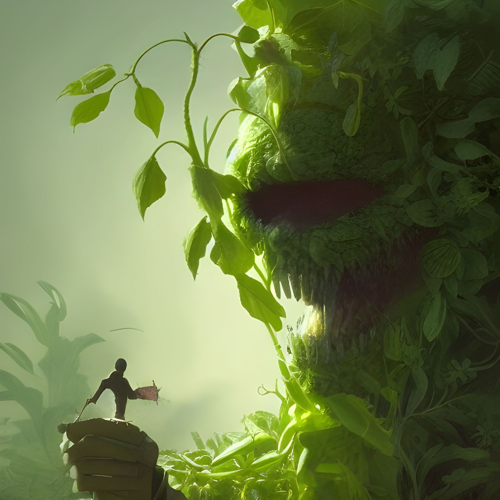 Meeting Green Man Face to Face - AI Generated Artwork - NightCafe Creator