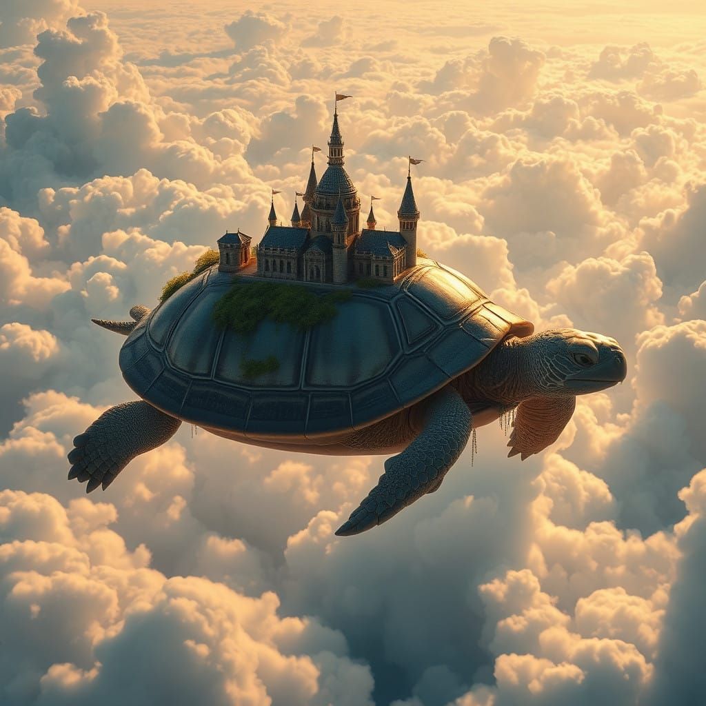 Floating castle - Majestic Turtle Castle Soars Among the Clo...