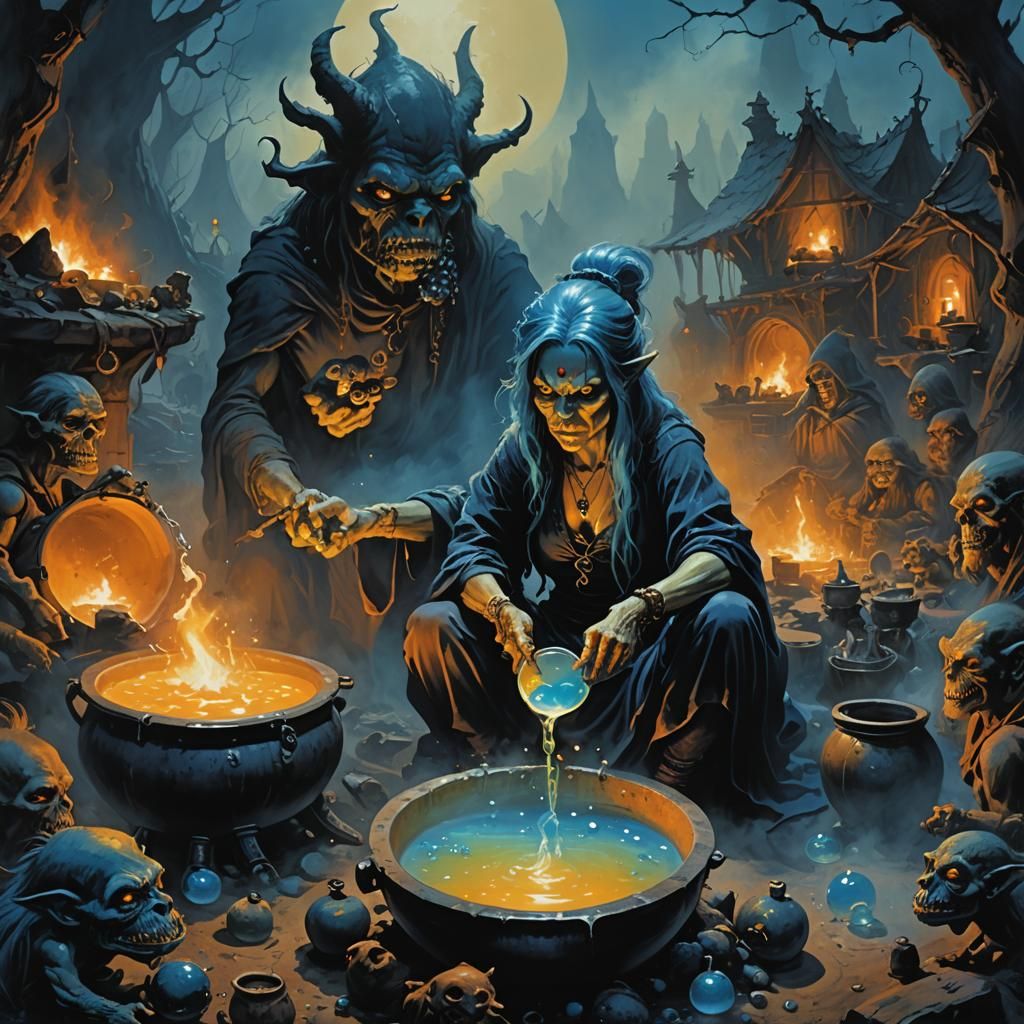hag in goblin camp - Dark Fantasy Hag in Goblin Camp, Inspir...