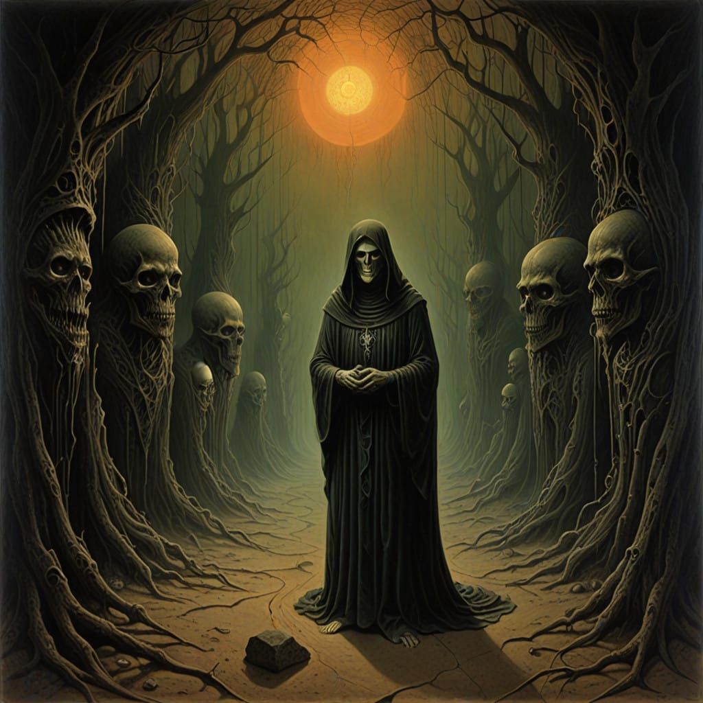 Twisted Demons Converge Under Eight Fold Path Illu... - AI Art