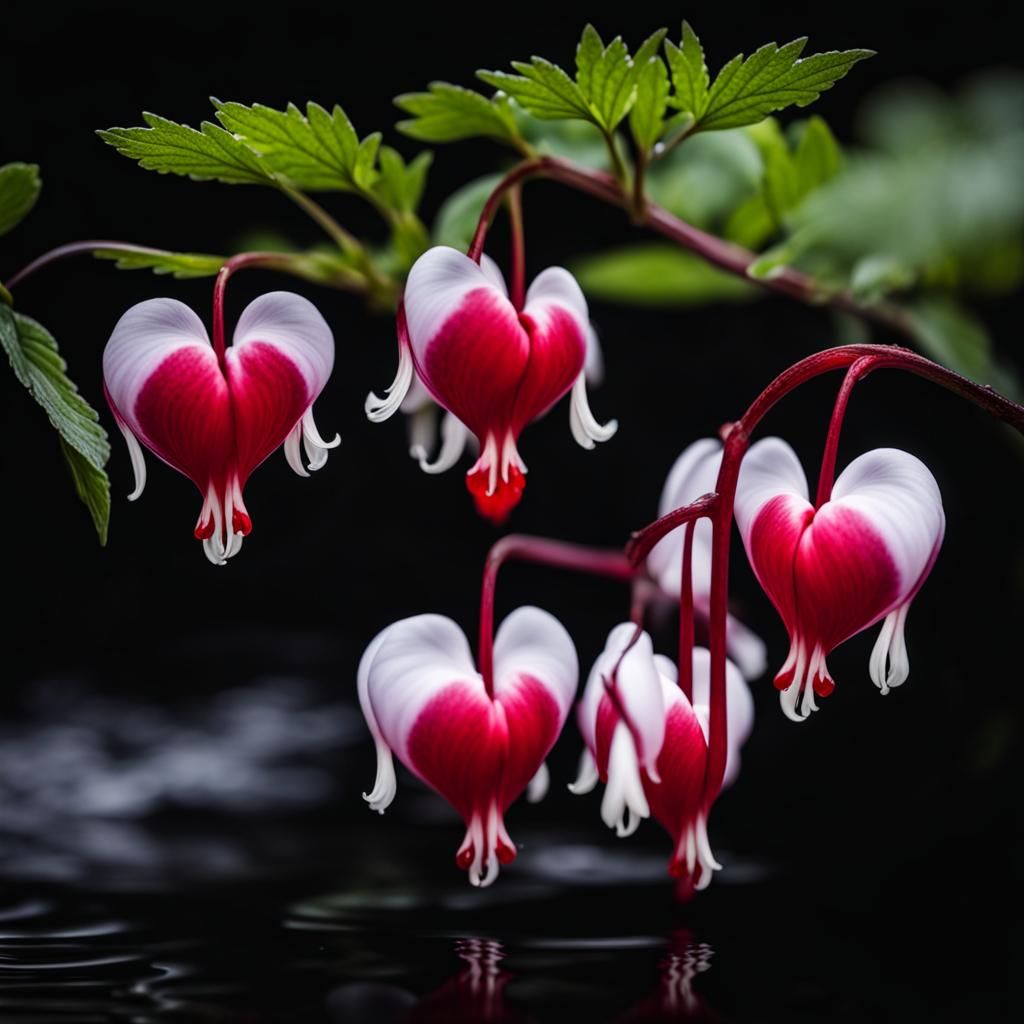 Bleeding Hearts Reflection - AI Generated Artwork - NightCafe Creator