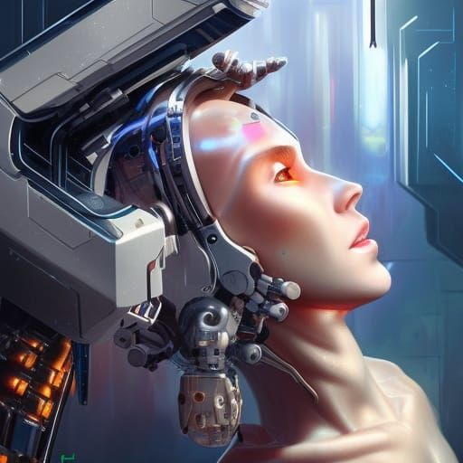 Artificial Human being deconstructed by a mechanical surgeon - AI ...