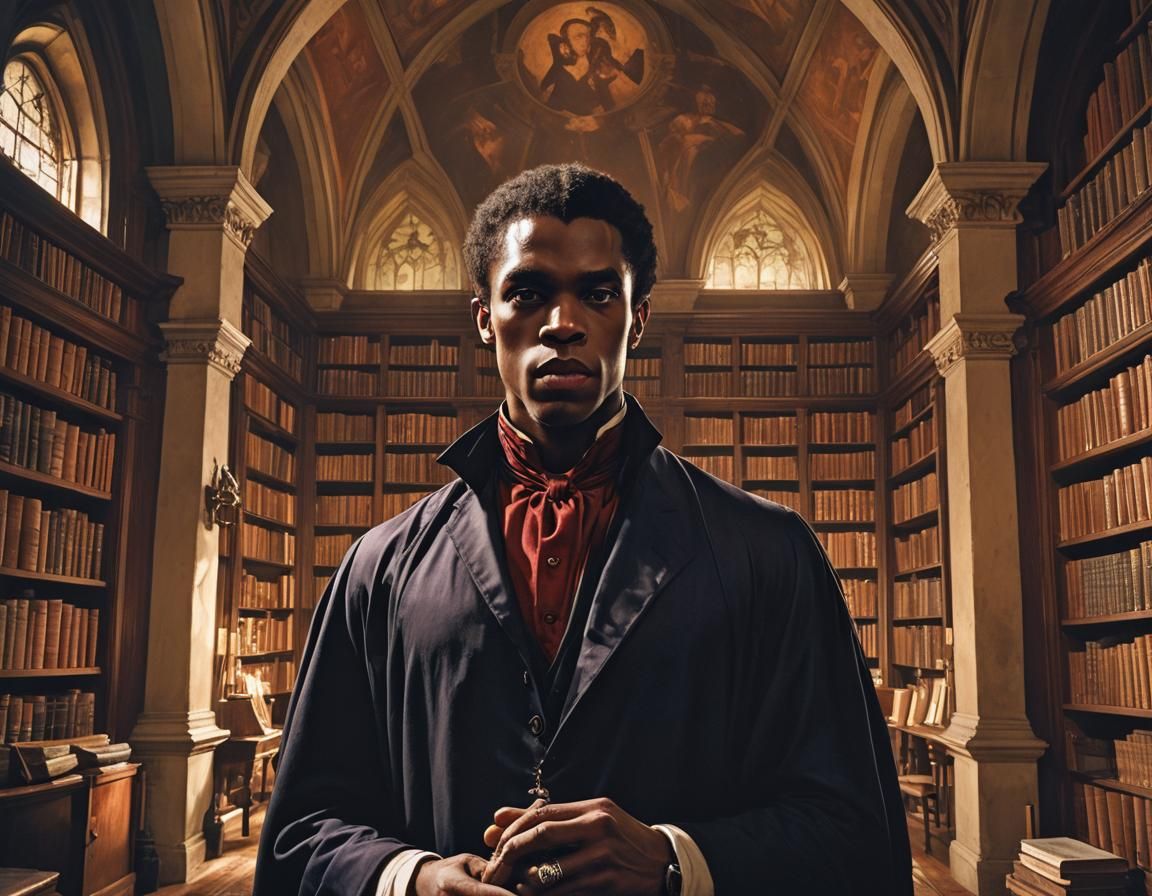 photography, movie scene medium shot, a young male african-american ...