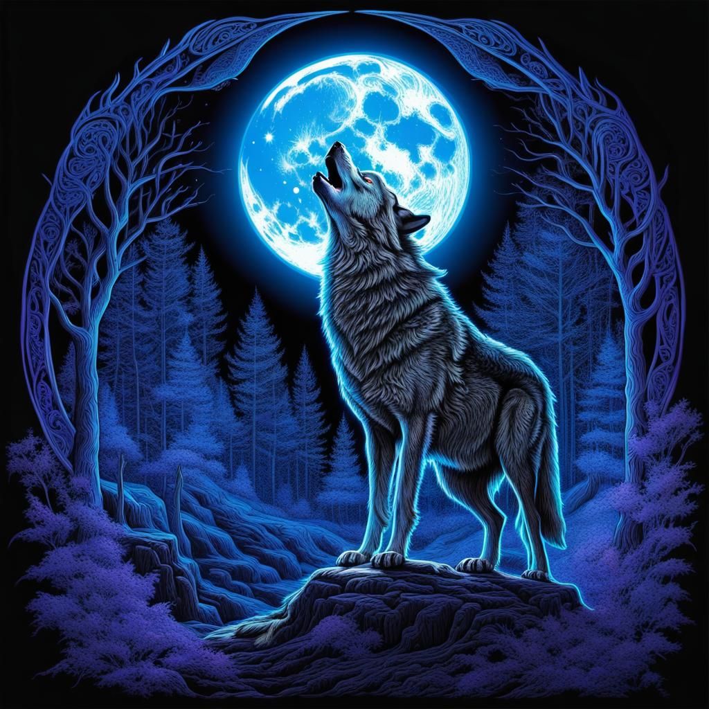 Howling wolf - AI Generated Artwork - NightCafe Creator