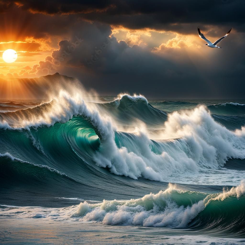 Ocean Waves - AI Generated Artwork - NightCafe Creator