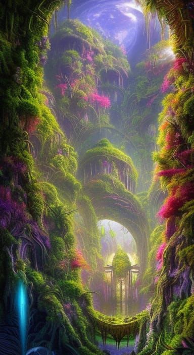 an epic portrait of a futuristic alien world that is pastel lush ...