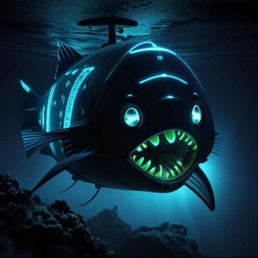 Biomechanical bioluminescent fish - AI Generated Artwork - NightCafe ...