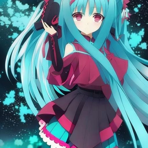 Hatsune Miku Vocaloid - AI Generated Artwork - NightCafe Creator