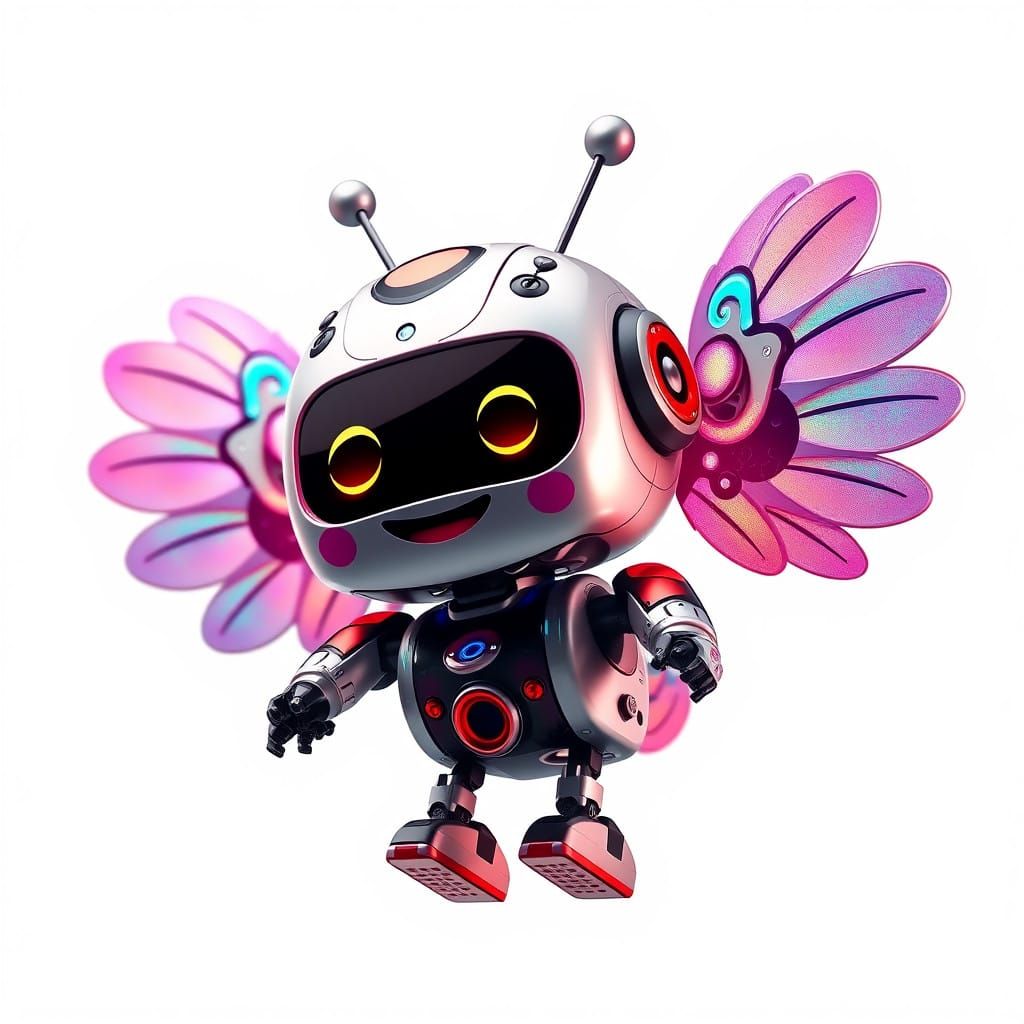 Vibrant Robot Drone Soars in Mid-Air, Showcasing P... - AI Art