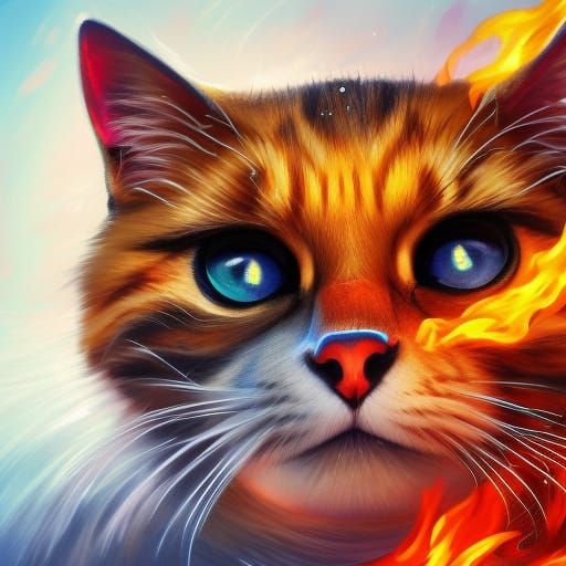 ice cat and fire mouse - AI Generated Artwork - NightCafe Creator