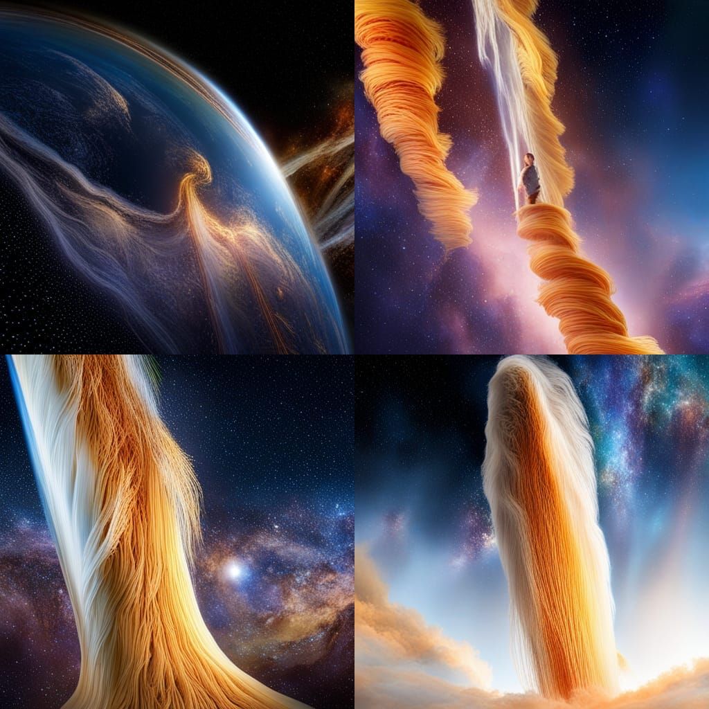 A waterfall in outer space made of spaghetti - AI Generated Artwork ...