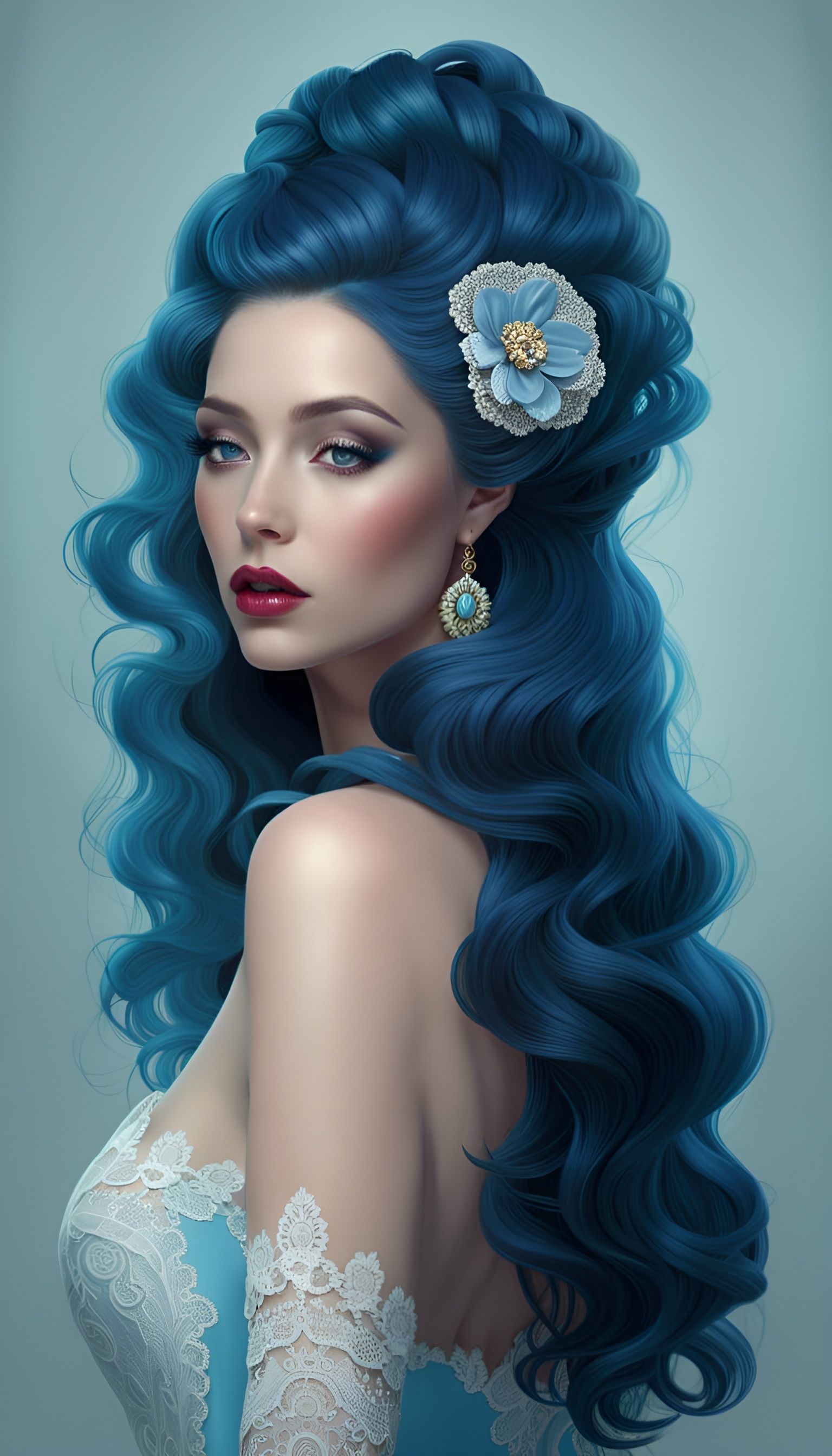 beautiful young boudoir model, wearing lace, detailed gorgeous face ...