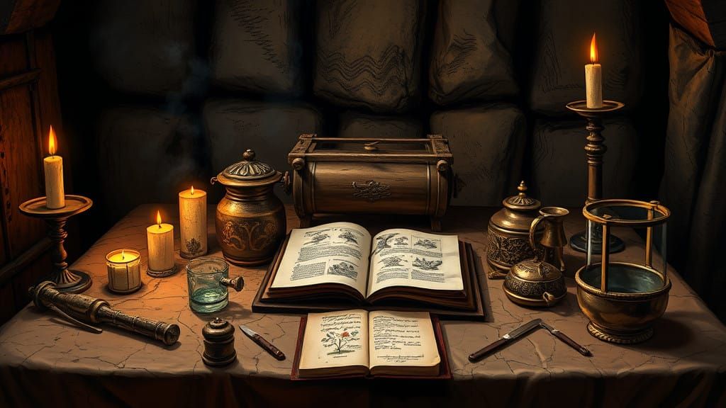 Medieval Healing Tools in Realistic Detail - AI Art