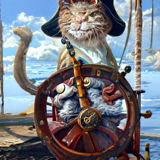 A Cat Pirate Captain on a Voyage - AI Generated Artwork - NightCafe Creator