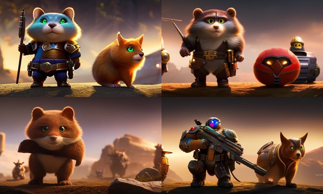 hamster wearing an armor, realistic, UHD, 4k, art by Jean-Baptiste ...