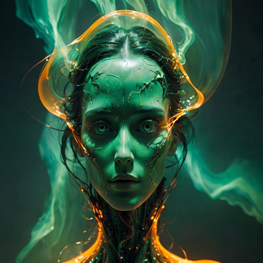 Ethereal Figure with Elongated Form and Glowing Ey... - AI Art