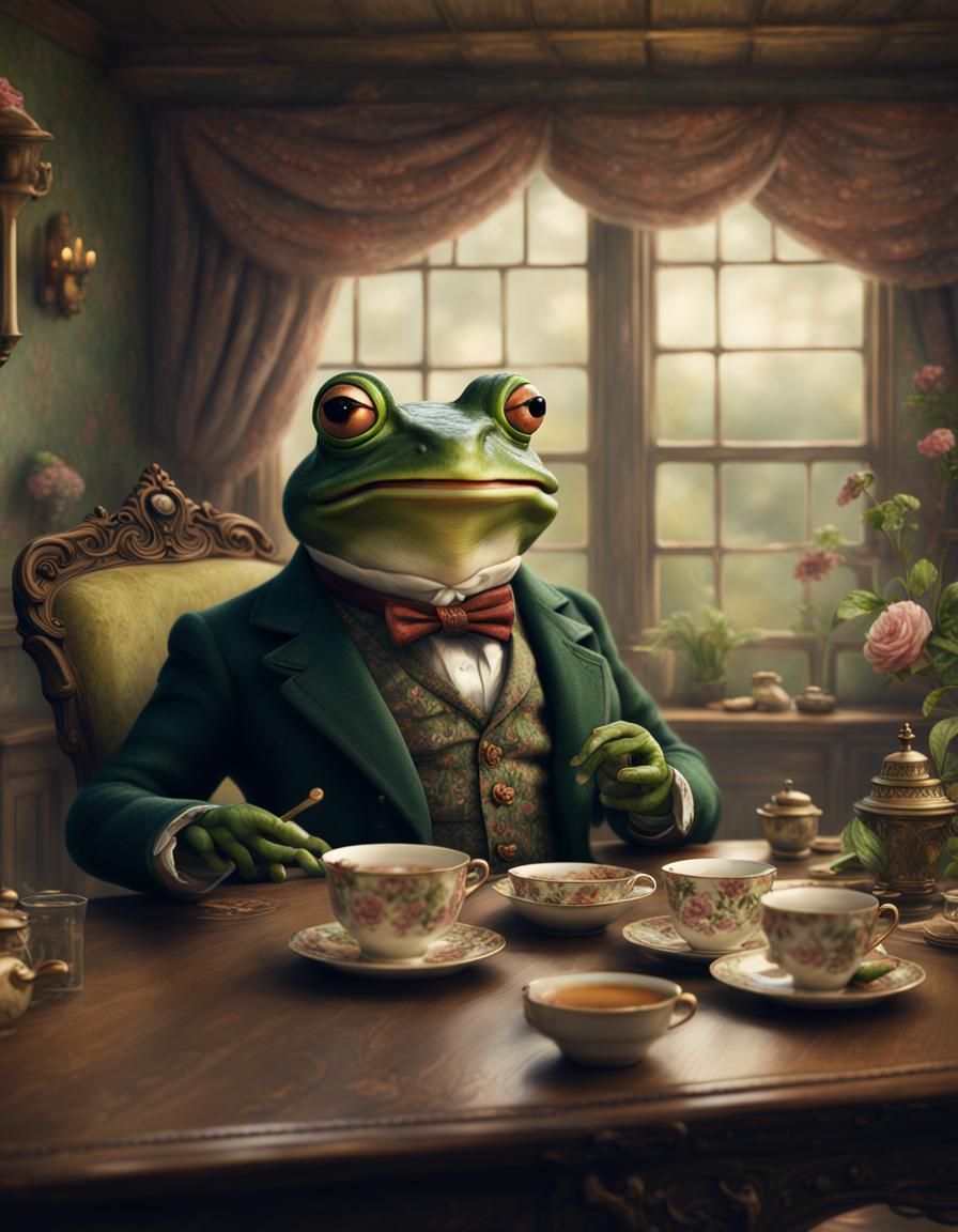 Mr. Frog's Tea Time - AI Generated Artwork - NightCafe Creator