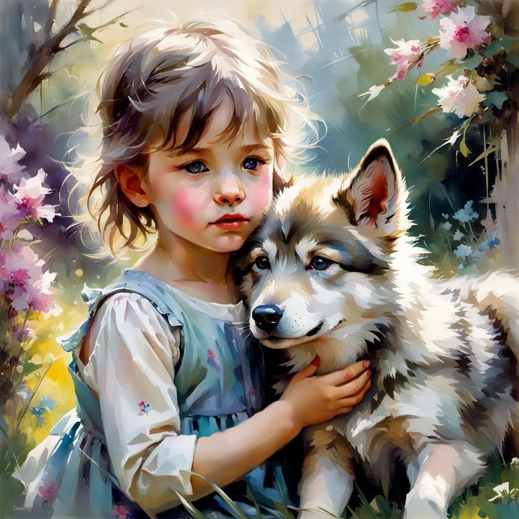 Nostalgic memories, my first dog - AI Generated Artwork - NightCafe Creator