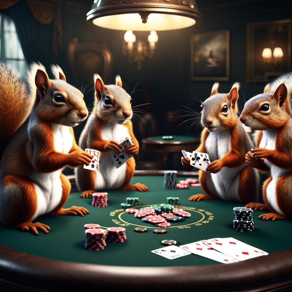 Squirrels playing poker hyper realistic - AI Generated Artwork ...