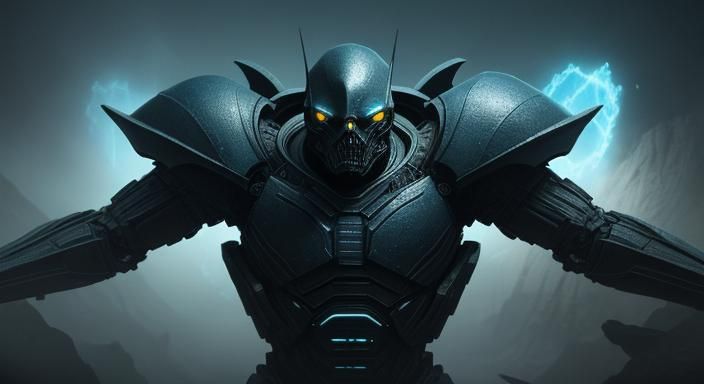 Microscopic tardigrade, hyper-realistic, bioluminescent blue neon glow ...