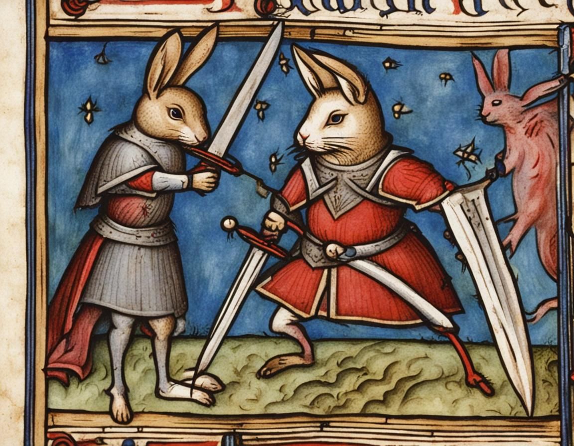 Medieval Manuscript of Knight Rabbits - AI Generated Artwork - NightCafe Creator