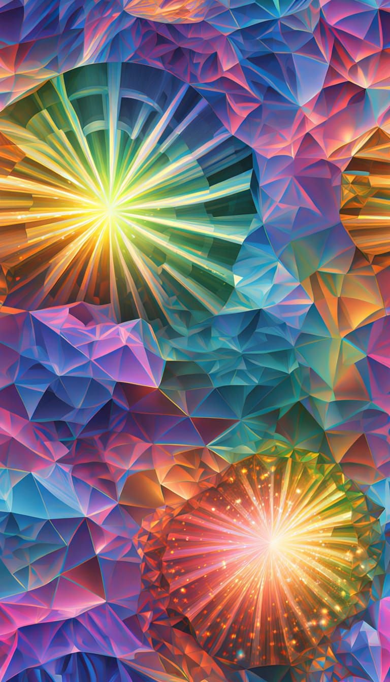 Prismatic Disc Displaying Spectral Colors in 3D Di... - AI Art