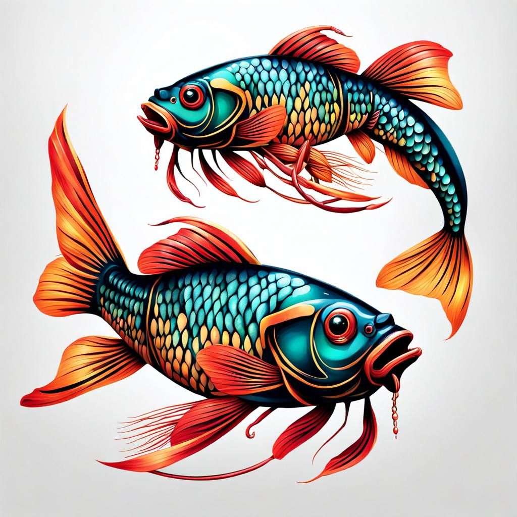 AR1x1-Beautiful design with the highlight being one fish and one shrimp ...