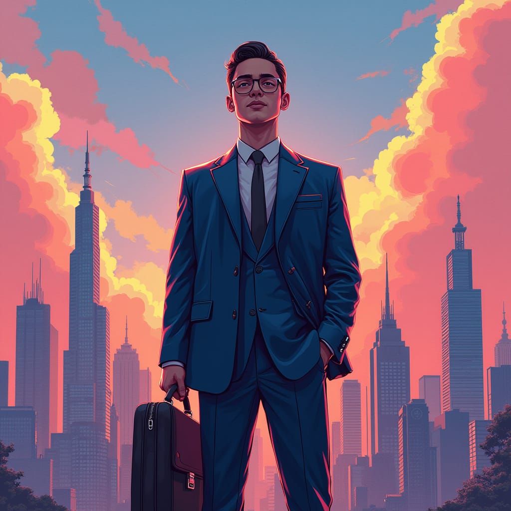 from 0$ to millionaire - Futuristic Business Person in Cybe...