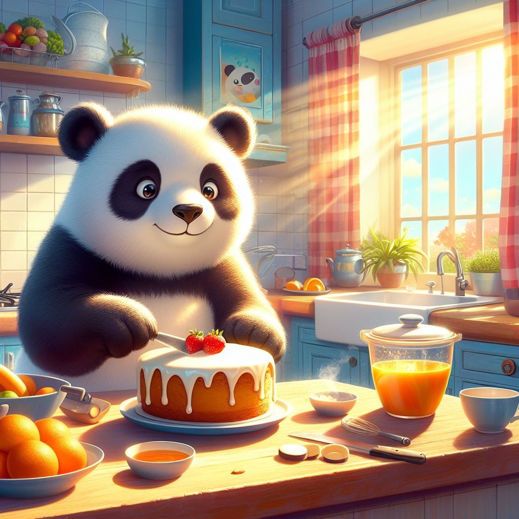 Panda cooking delicious orange cake🍊receip below (regular and vegan)👇 😋 ...