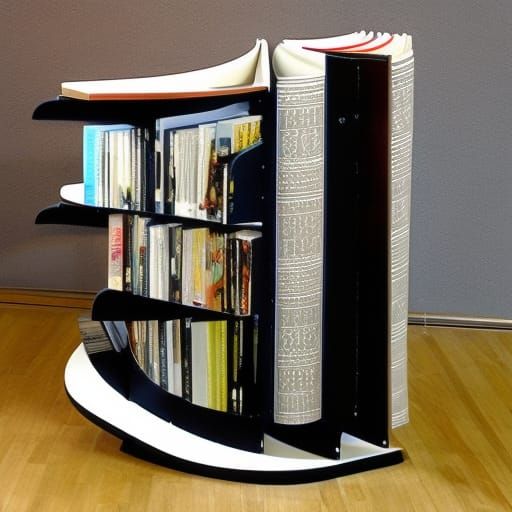 curved bookcase - AI Generated Artwork - NightCafe Creator