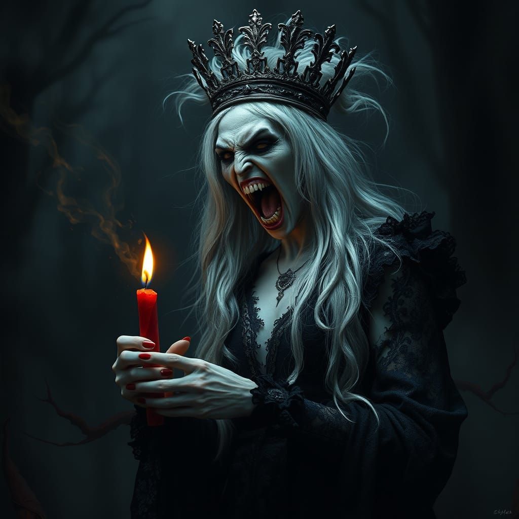Screaming Vampire Queen in Dark Surrealism - AI Art