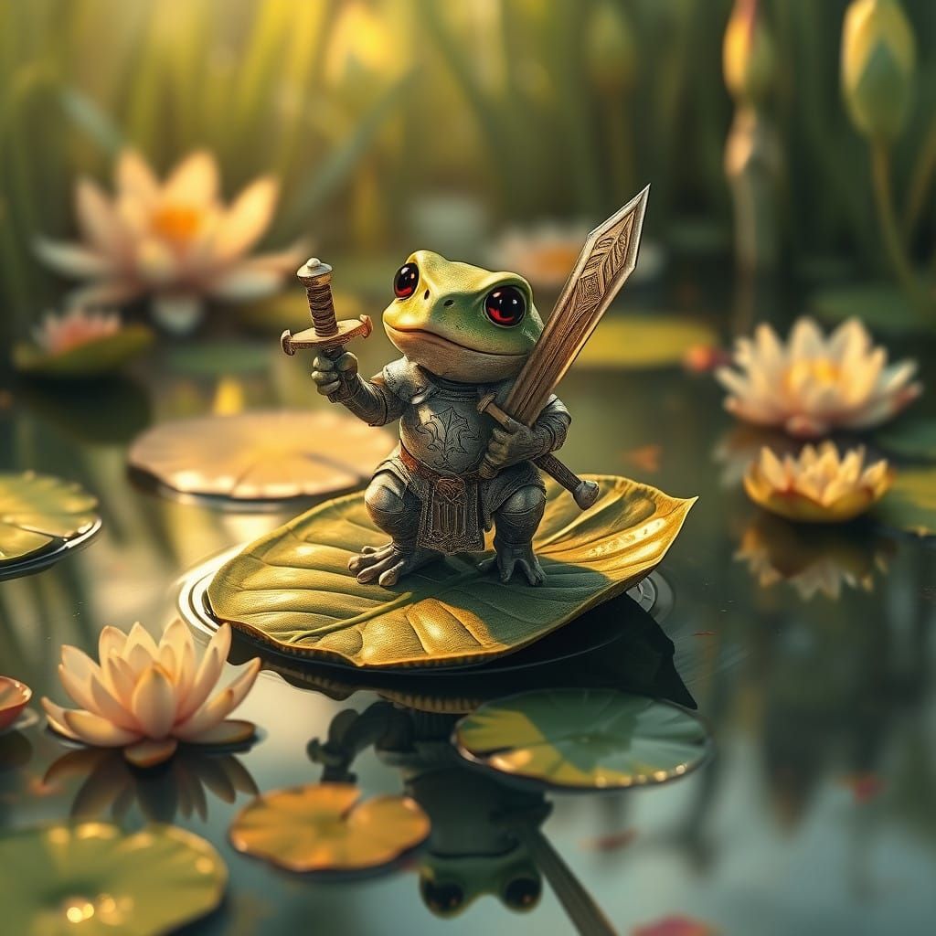 Whimsical Toad Knight in Pencil Drawing Style - AI Art