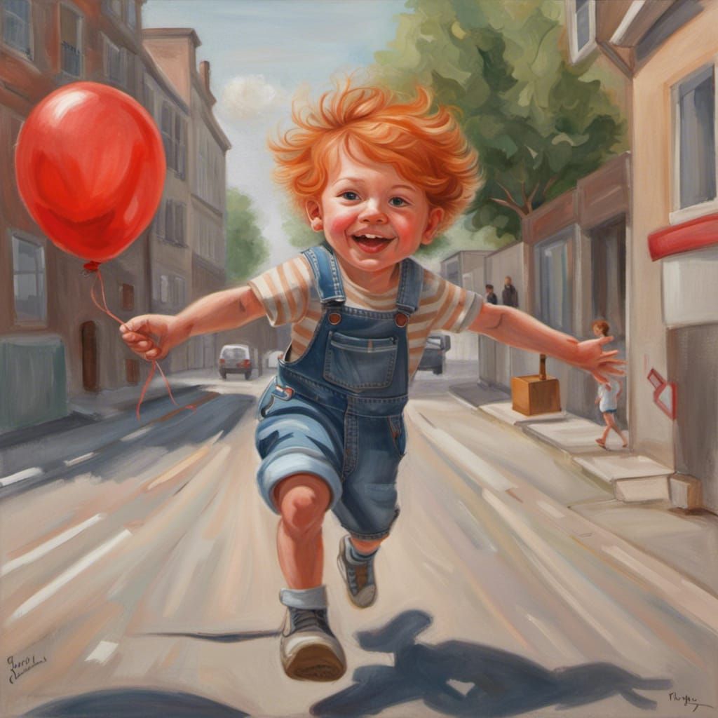 Redhead Boy Chasing Balloon - AI Generated Artwork - NightCafe Creator
