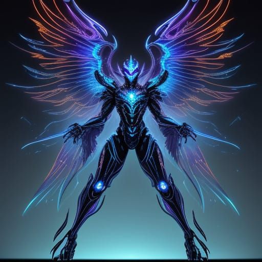 Majestic Electric Phoenix Alien in Futuristic, Bio... - AI Art