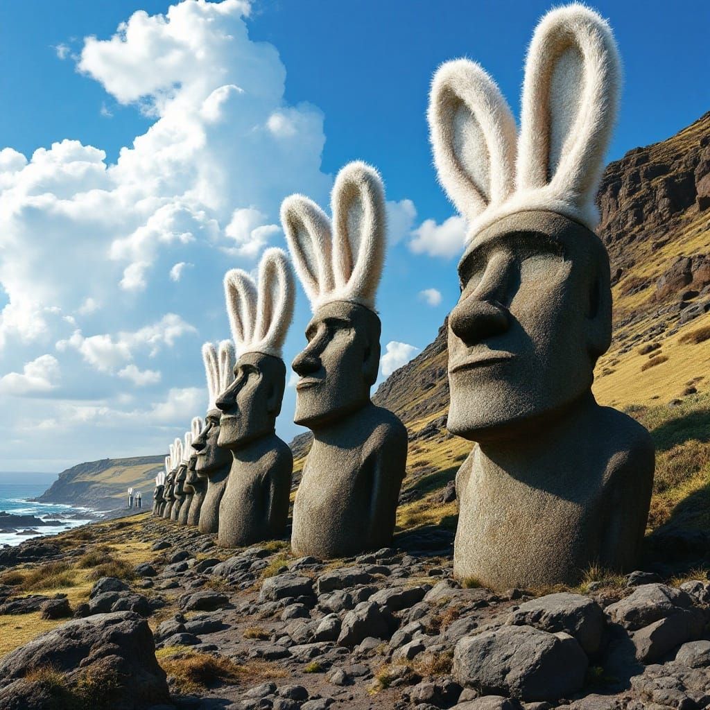 1000 AD - Rapa Nui begin carving giant Moai statues on Easter Island