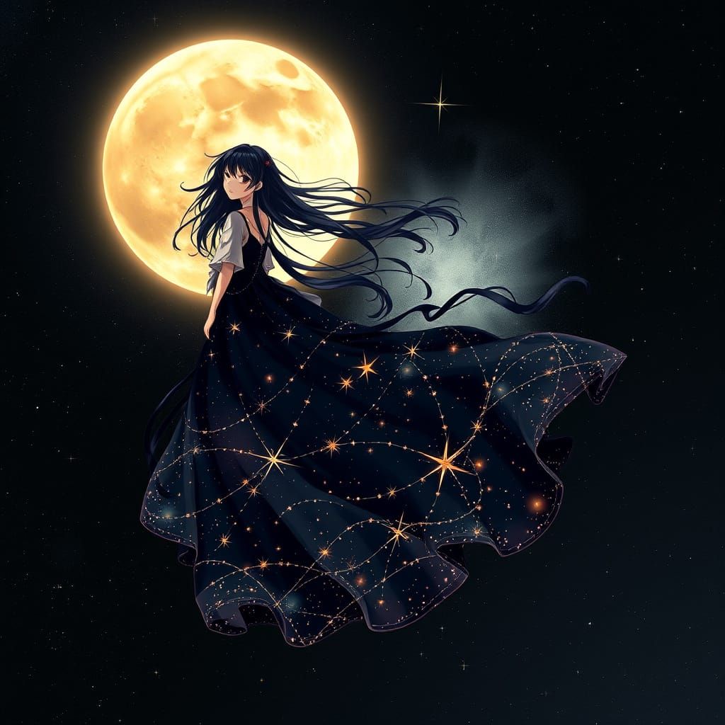 Kage the shadow element - Celestial Shadow Maiden in a Nebul...