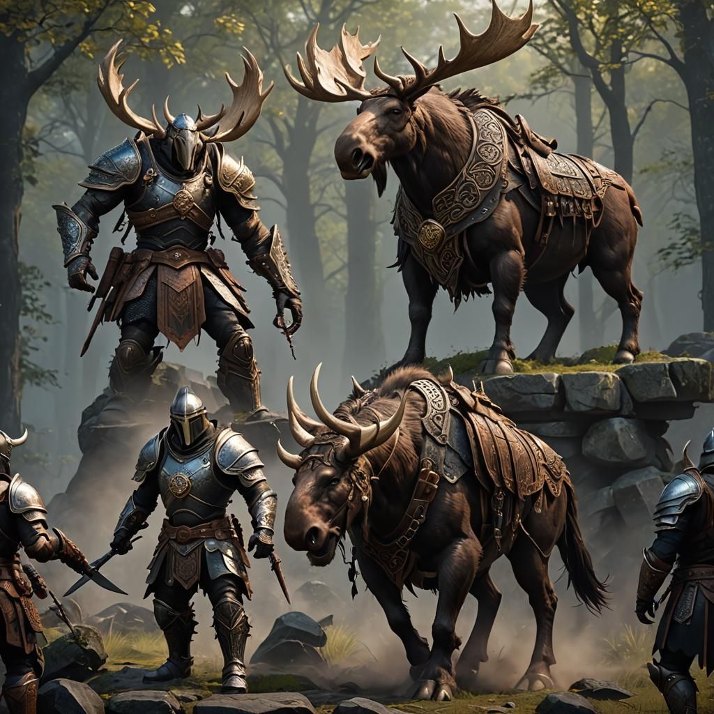 A Battle Moose, fully equipped and ready for war. Anthropomorphic ...