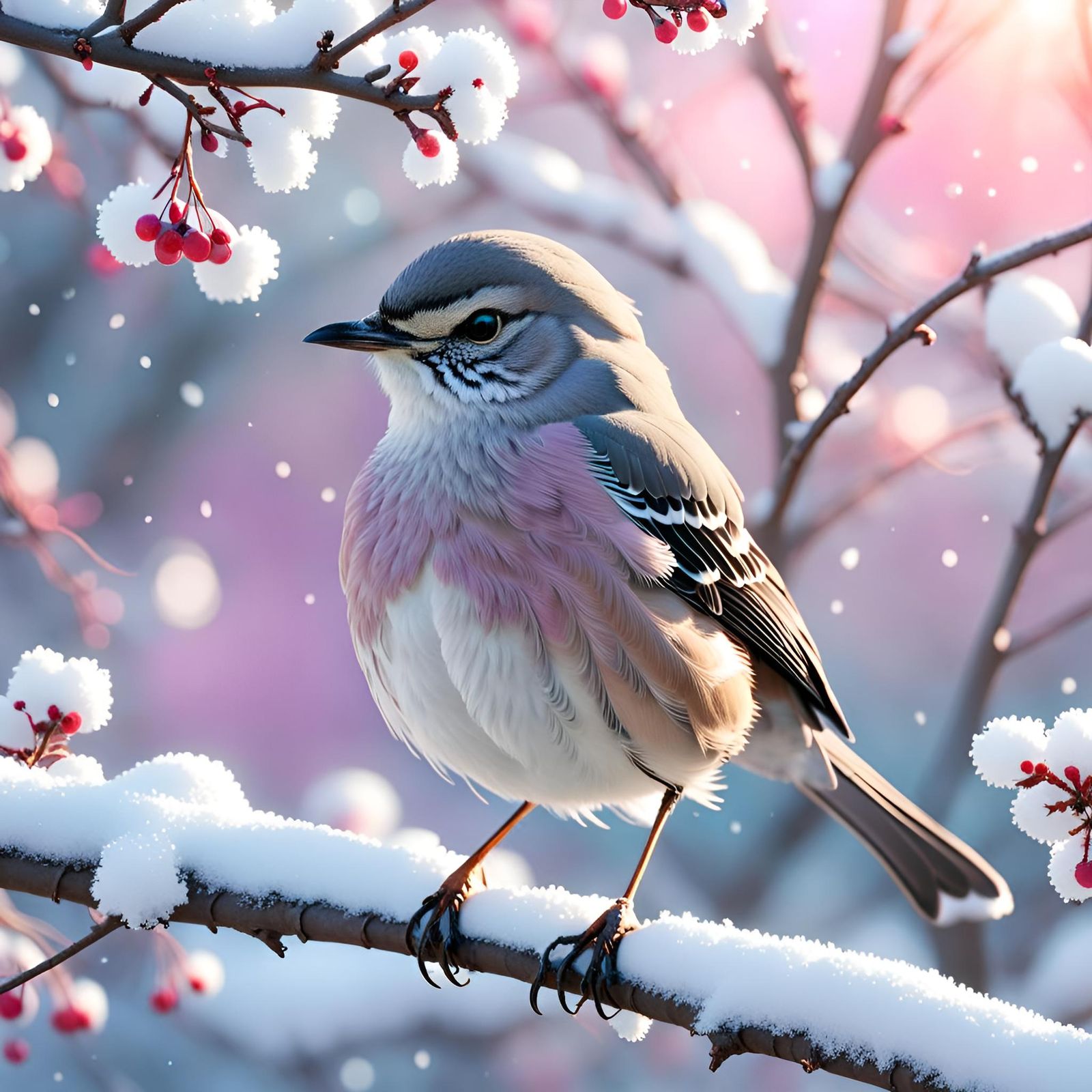Winter Mockingbird - AI Generated Artwork - NightCafe Creator