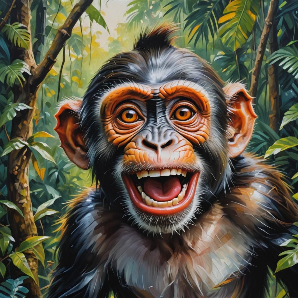 Portrait of Super Funny Monkey - AI Generated Artwork - NightCafe Creator