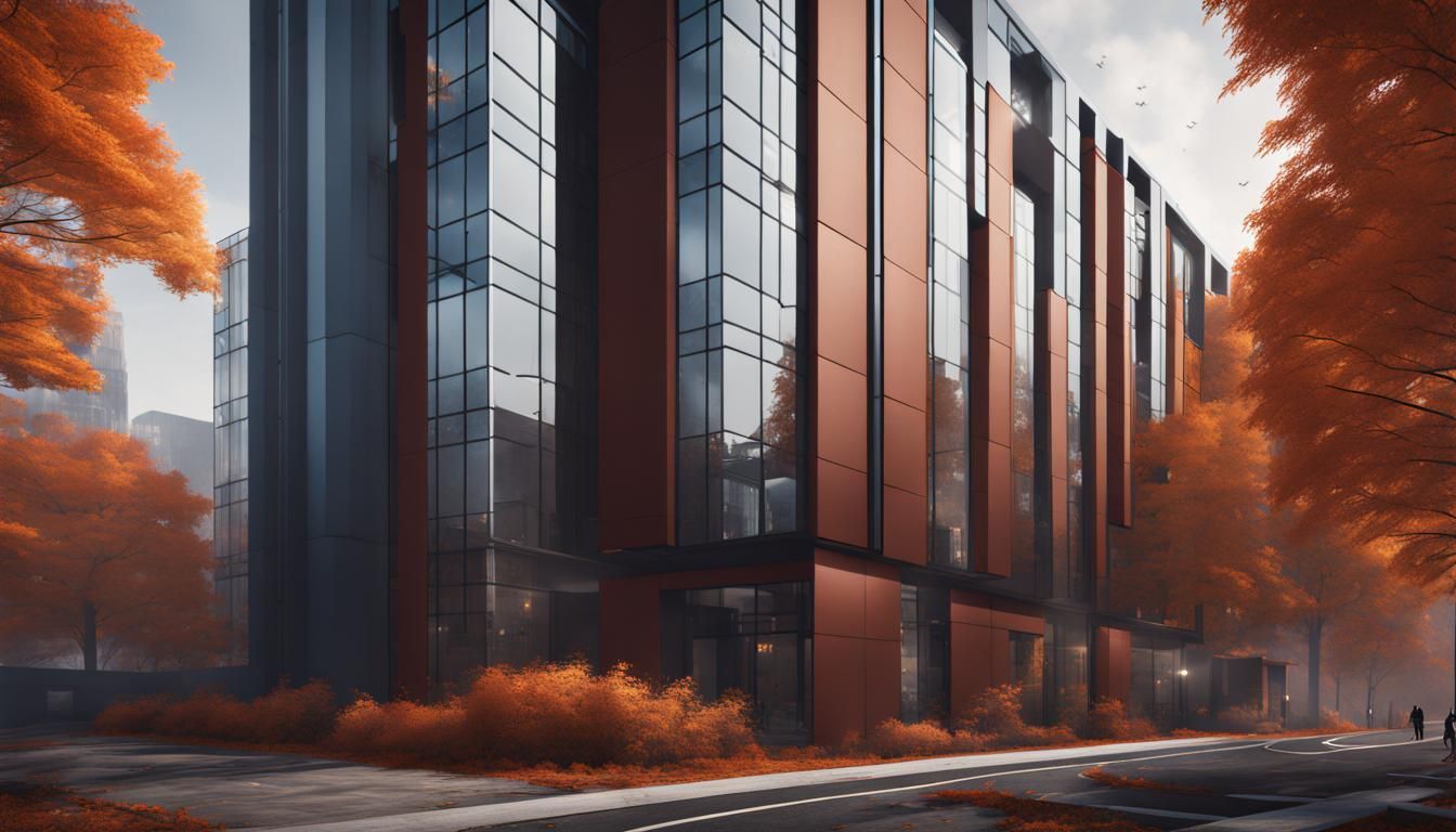 a modern office building in Autumn - AI Generated Artwork - NightCafe ...