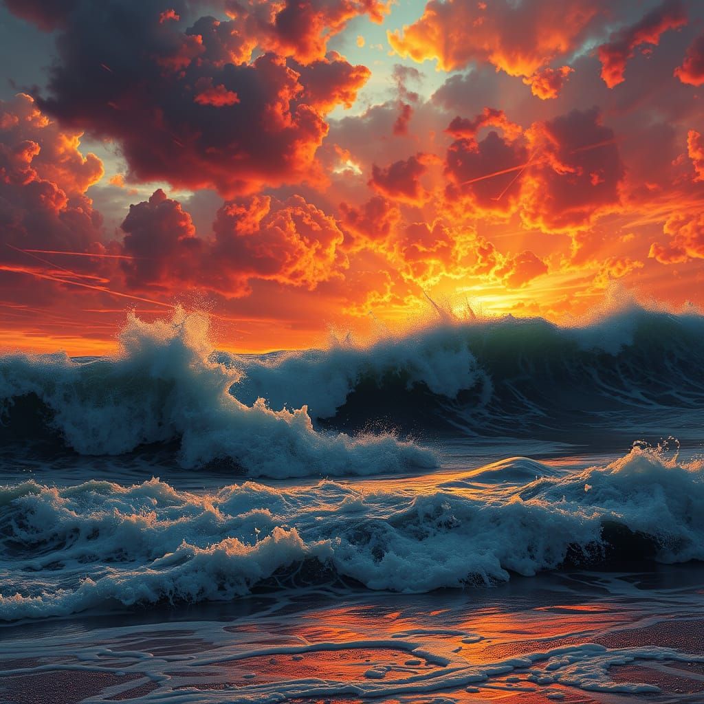 ocean and livid color of sky - Epic Digital Matte Painting o...