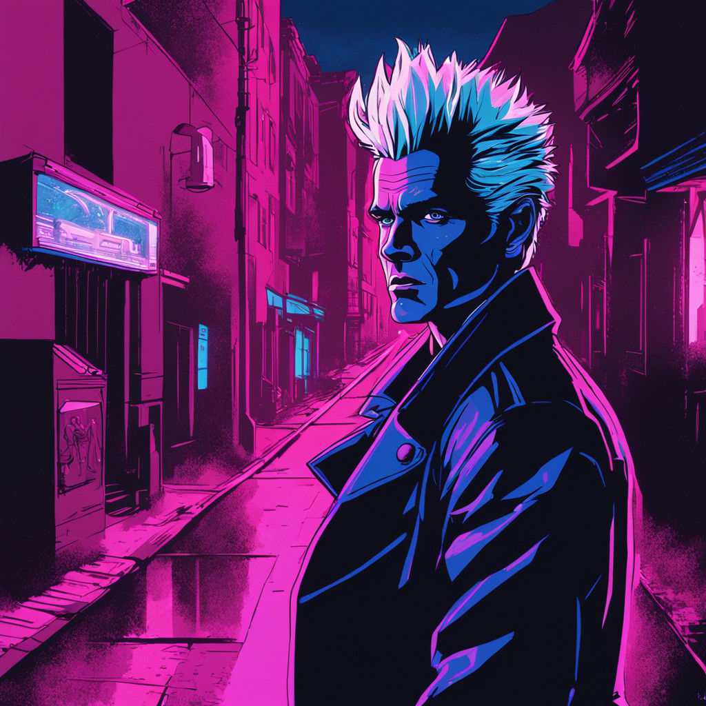 Synthwave Billy Idol - Moody Synthwave Portrait of Billy Ido...