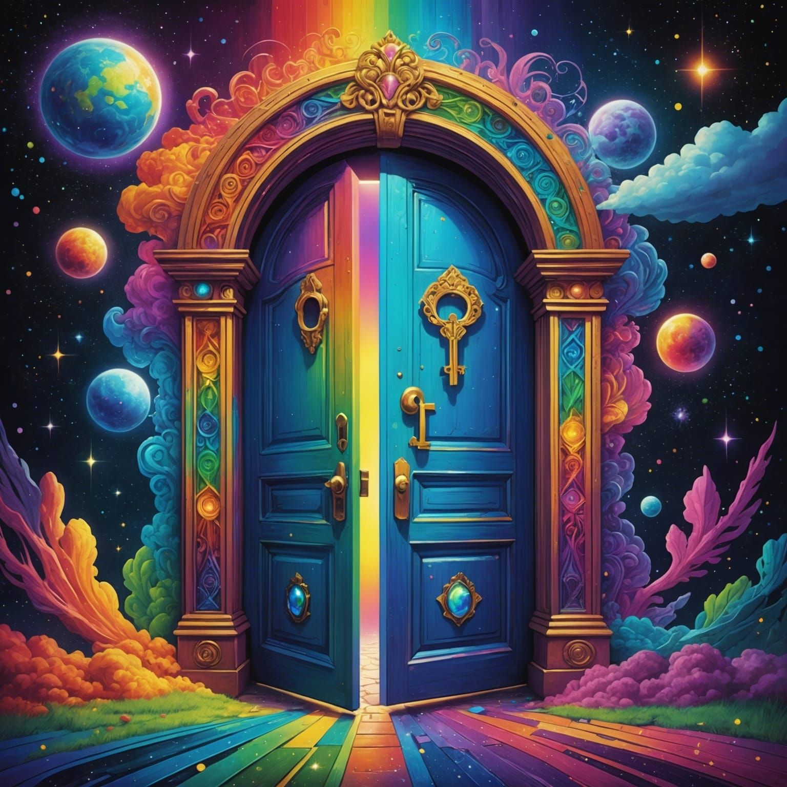 Rainbow Door - AI Generated Artwork - NightCafe Creator