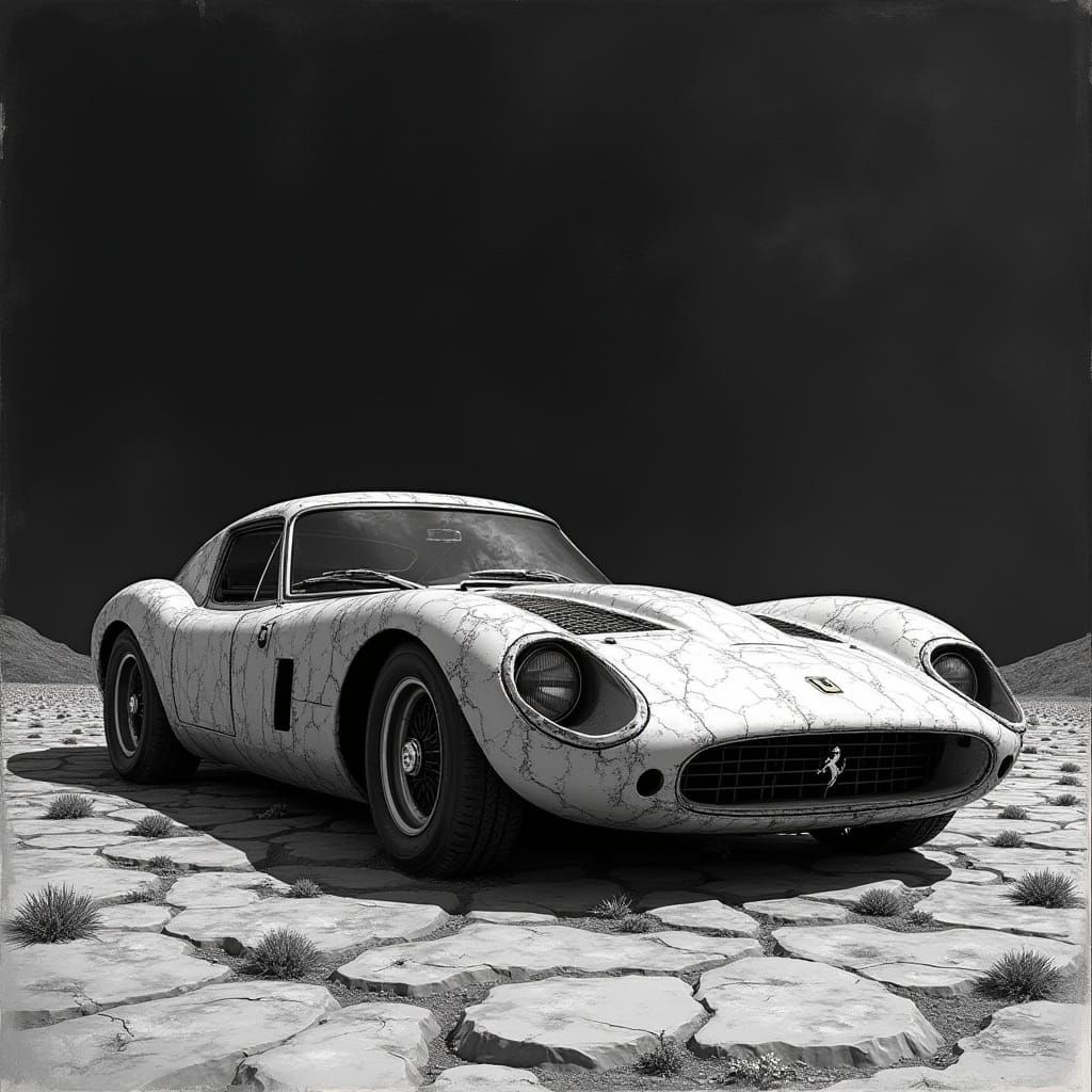 Futuristic Ferrari Sculpture in Geometric Patterns - AI Art