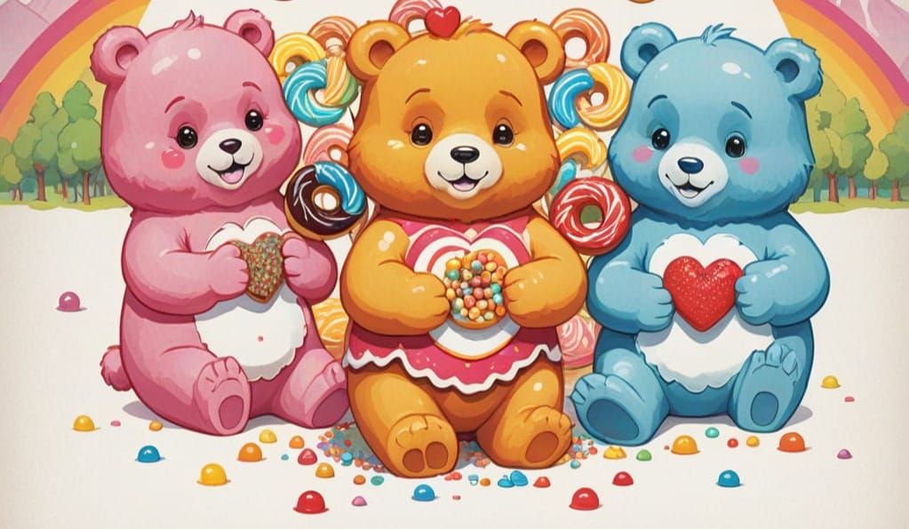 Care Bears And Donuts - Vibrant Candyland Care Bears Enjoy ...