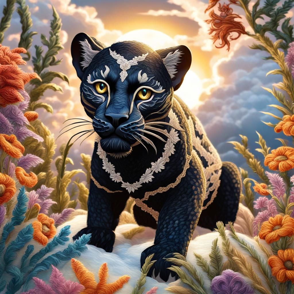 Panther embroidered !! - AI Generated Artwork - NightCafe Creator