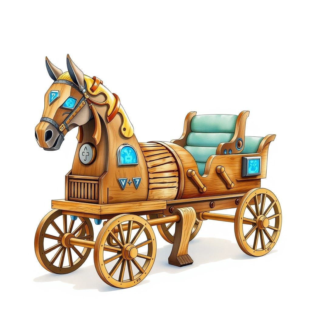 Enchanted Wooden Wagon, Pulled by Majestic Wooden ... - AI Art