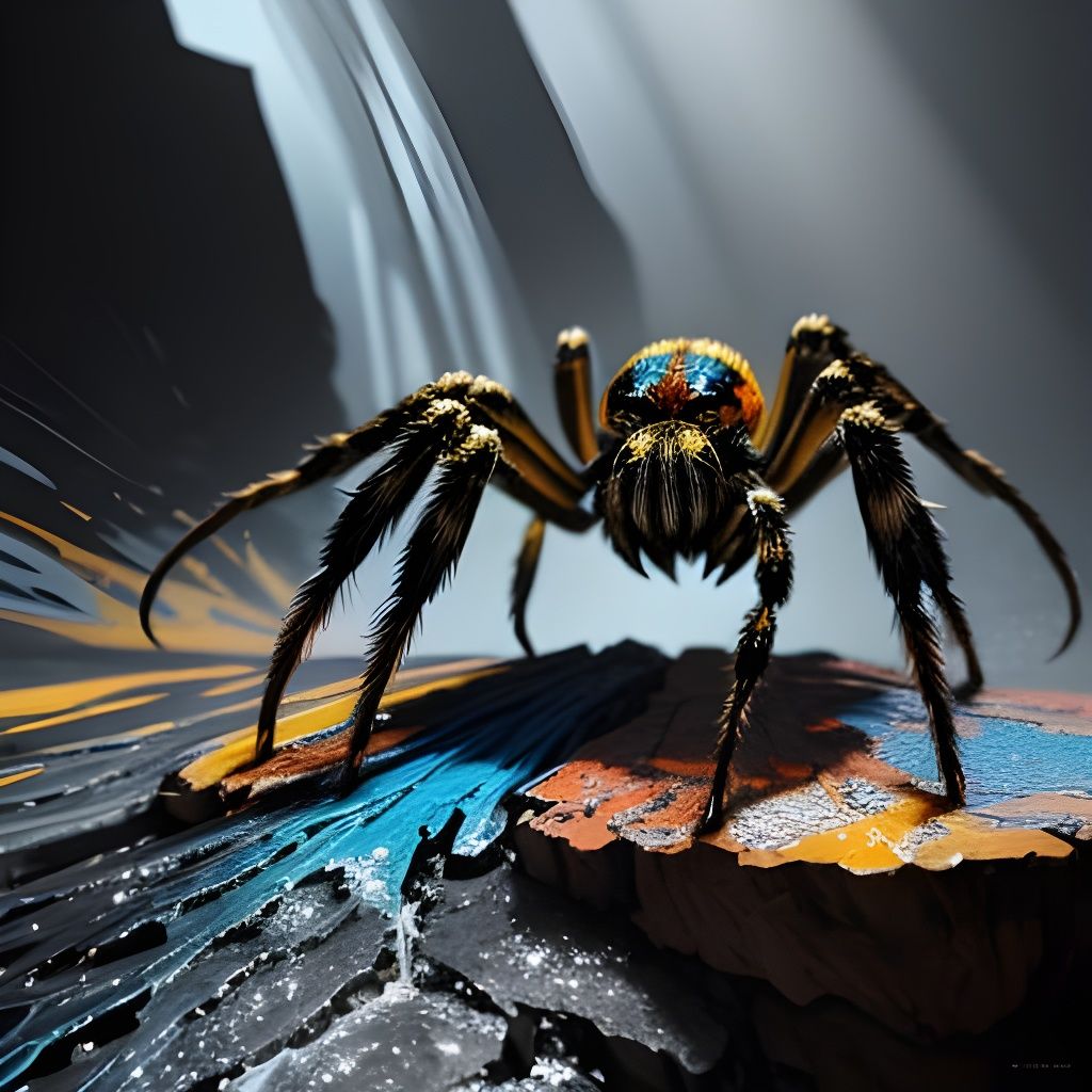 tarantula - Tarantula in Hyperrealistic, Vibrant Portrait