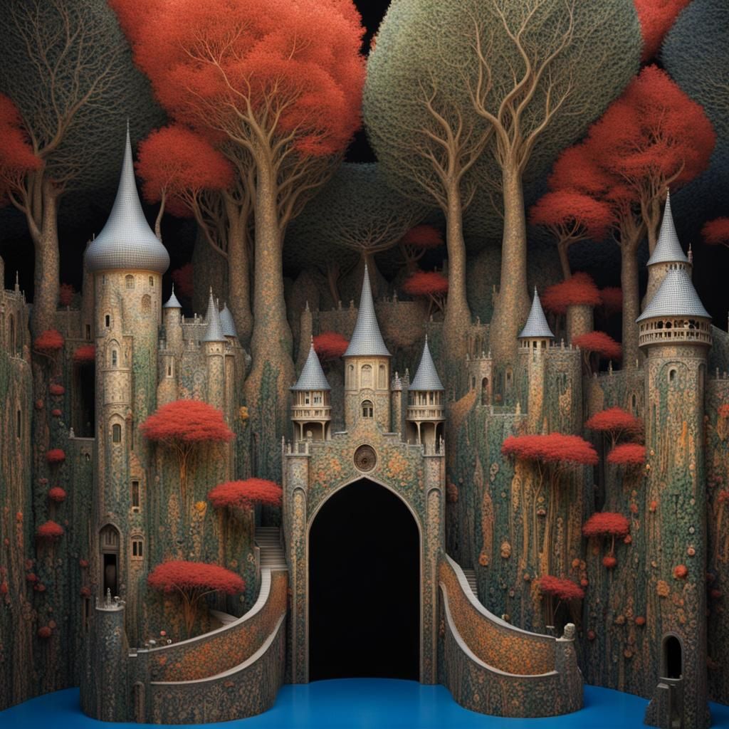 Castle at Red Oaks Lake - AI Generated Artwork - NightCafe Creator